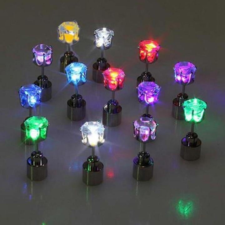 LED Light Up Earrings Flashing Blinking Stainless Steel Studs Earring ...