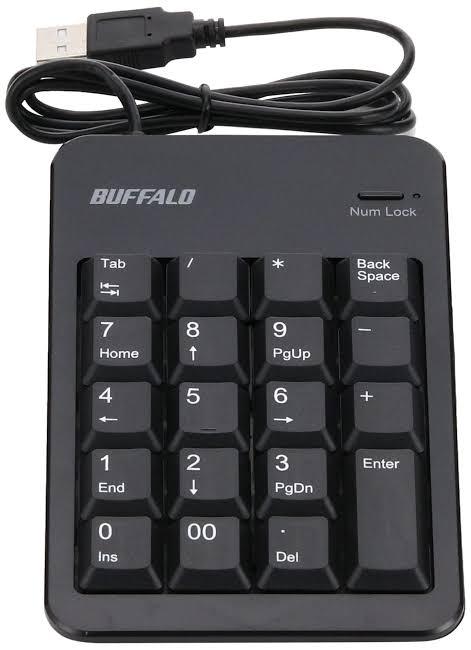 BUFFALO BSTKH100BK Wired Numeric Keyboard with Tab Key USB Hub, Black ...