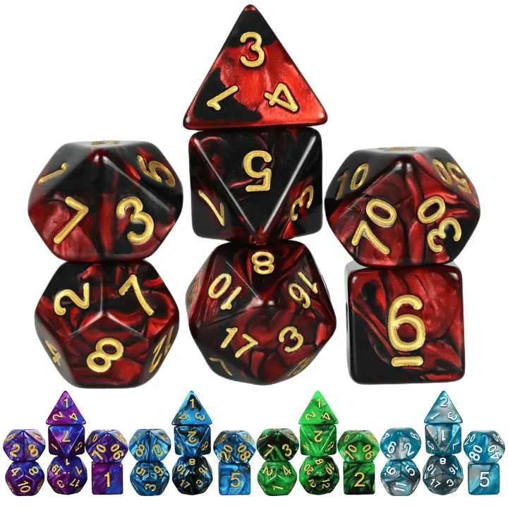 7PCS 1 Set Galaxy Style DND Dice Set D4 D6 D8 D10 D12 D20 Multifaceted ...