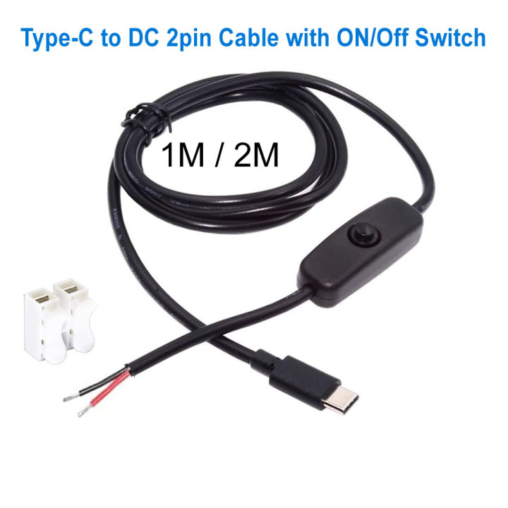 DC 2-pin USB C PD Cable with ON/Off Switch Type C to 2 Pin 2 Bare Wire ...
