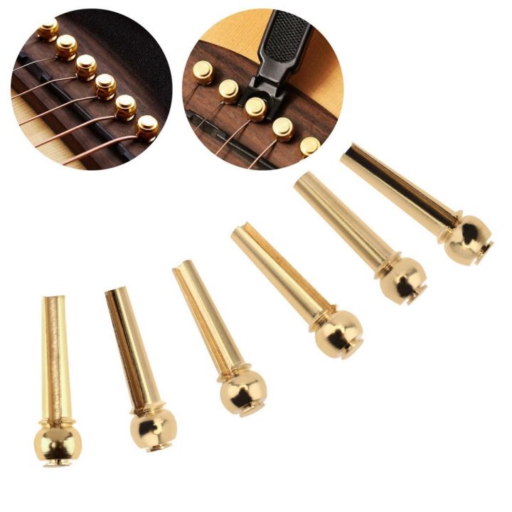 6Pieces Guitar Strings Nail Metal Acoustic Guitar Bridge Pins Brass ...