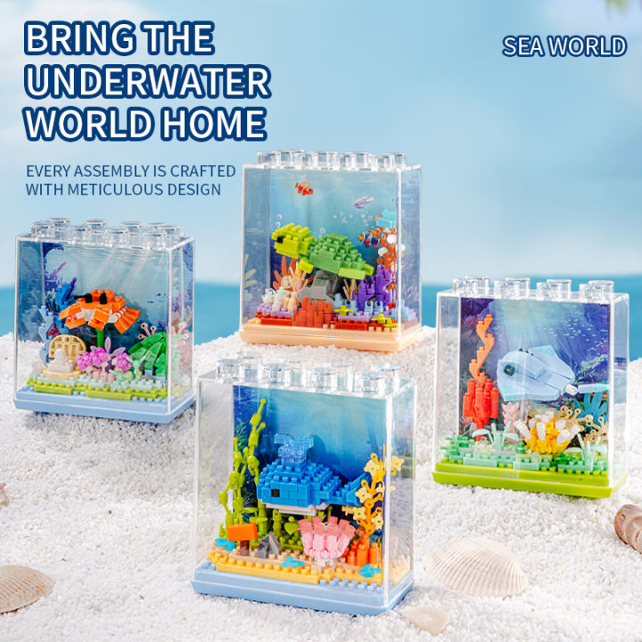 Ocean themed building block set, children's puzzle toy, underwater ...
