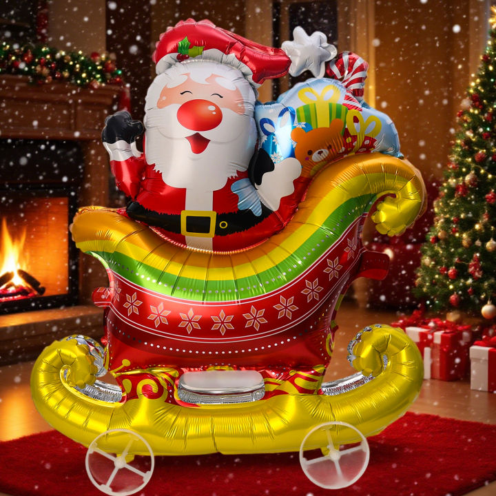 Large Christmas Pulley Standing Balloon 3D Aluminum Foil Balloon Santa ...