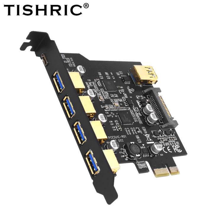 TISHRIC USB 3.2 PCI-e Expansion Card Pcie To USB Controller 2/4/5 port ...