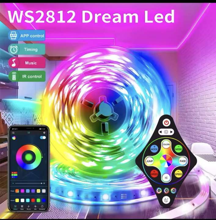 5m./WS2812 Dream LED Strip Lights Bluetooth Control Tape Full Set With ...