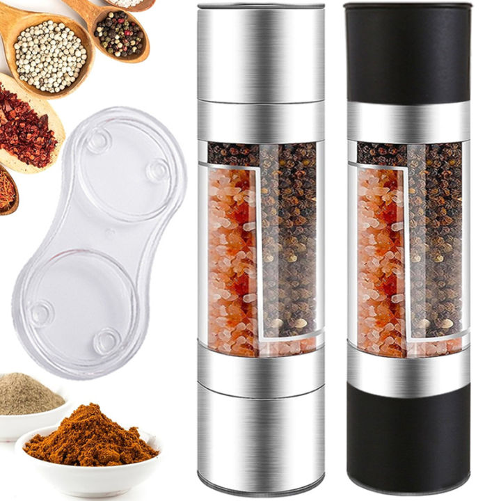 Salt and Pepper Grinder 2 in 1 Manual Stainless Steel Salt Pepper Mills ...