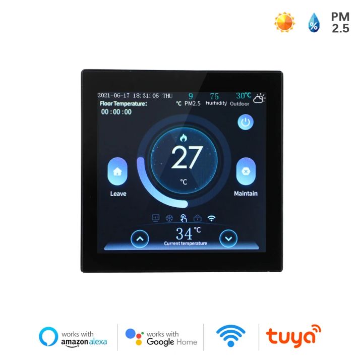 Tuya WiFi Smart Thermostat with CO2 and Humidity Sensor Temperature Controller Work for Electric ...
