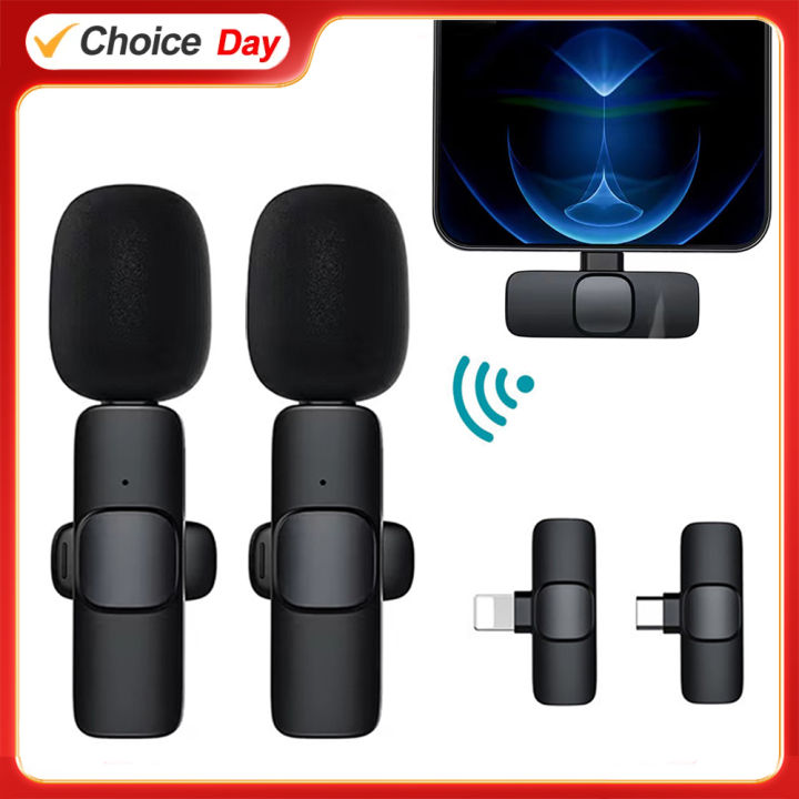 Wireless Lavalier Microphone Portable Audio Video Recording Mini Mic ...