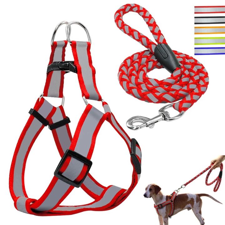 Luminous Harness For Dogs Reflective Dog Harness Leash Set Braided ...