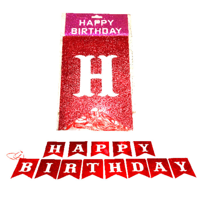 Happy Birthday Banner – Red Glitter (ঝিলমিল জড়ি লাগানো) Decoration ...