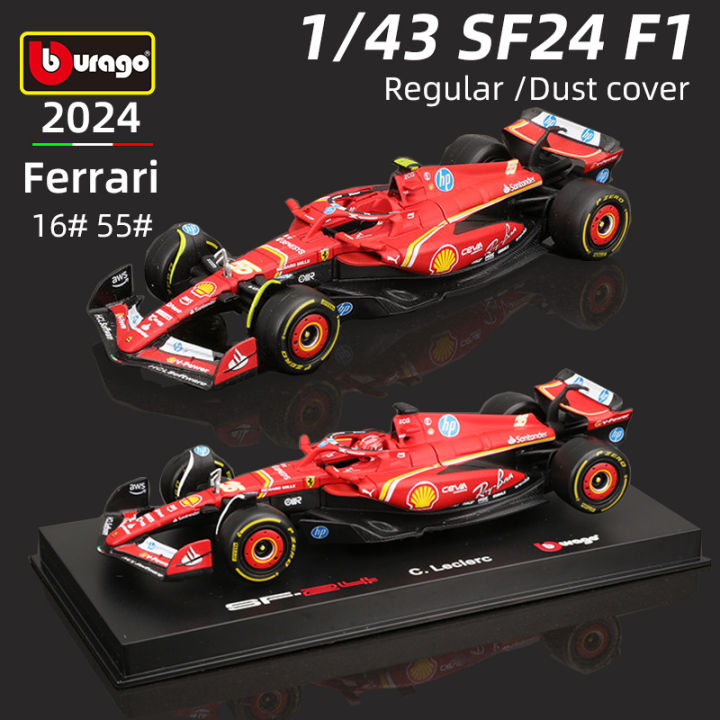 Bburago 1:43 Ferrari SF24 F1 Car Model 2024 Season 16# Leclerc 55# Sainz Alloy Luxury Vehicle ...