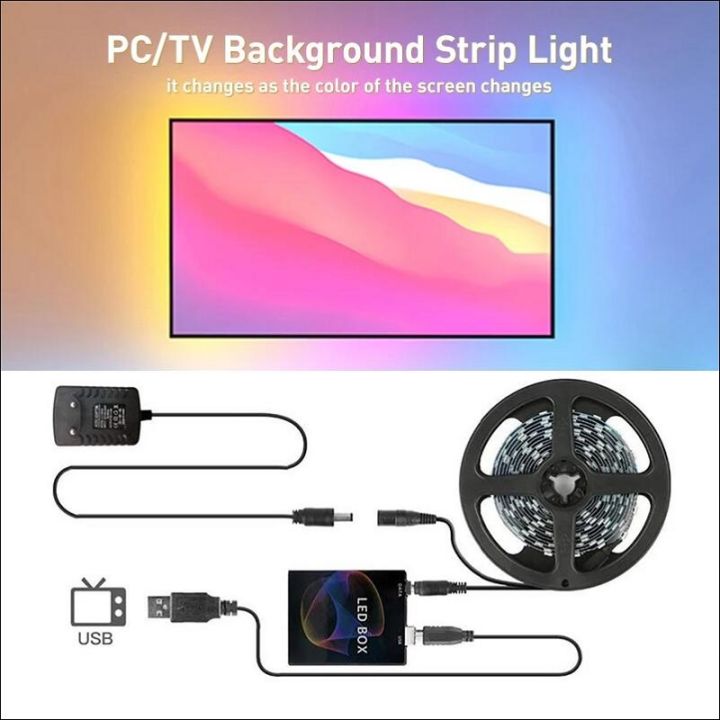 RGBIC LED Strips Immersive TV PC Background Light Strip HDTV Computer ...
