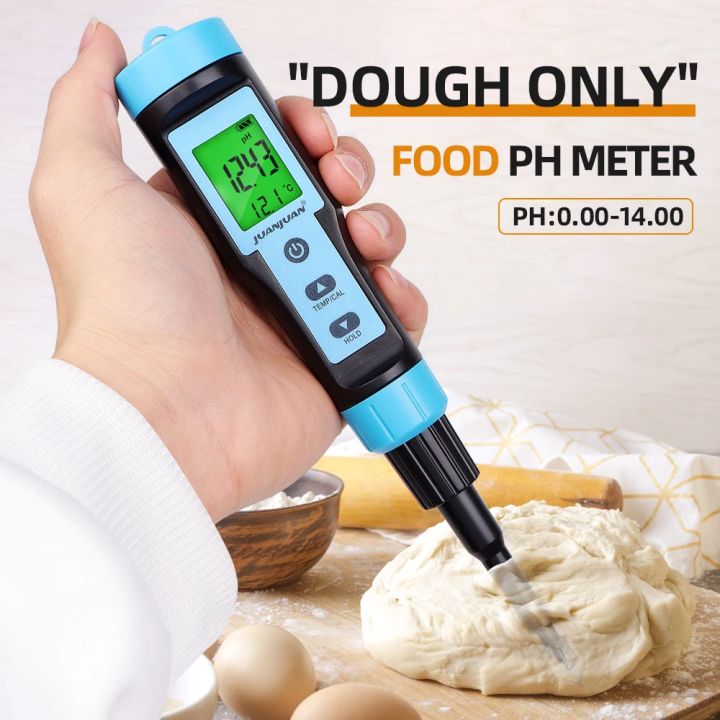 Food PH Meter with Stainless Steel Probe High Accuracy Temp pH Tester ...