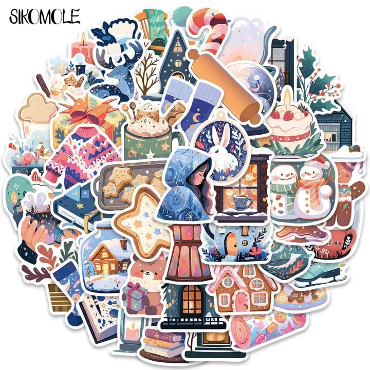 10/30/50PCS Cartoon Winter Happy Life Stickers Christmas Kawaii DIY ...