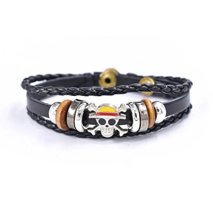Anime One Piece Bracelet PU Luffy Bracelet Cosplay Props Straw Hat ...