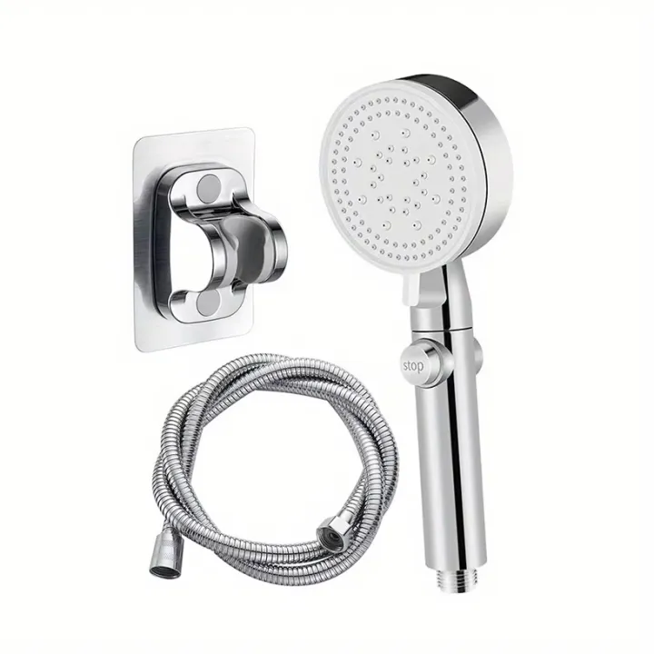 3pcs Silver Bathroom Shower Head 5 Gear Adjustable High Pressure Water ...