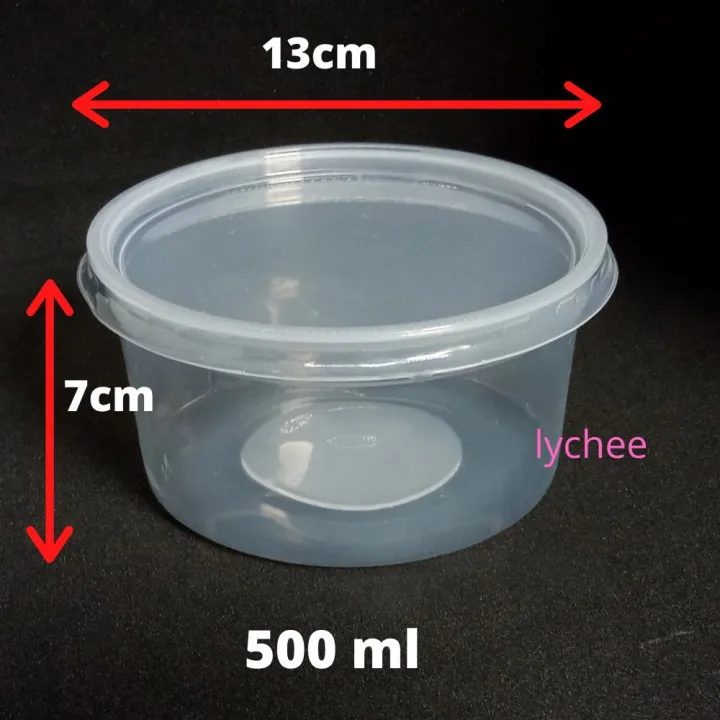 Curry Cup Plastic Container 500ml Plastic Dessert Container with Lid 50 ...