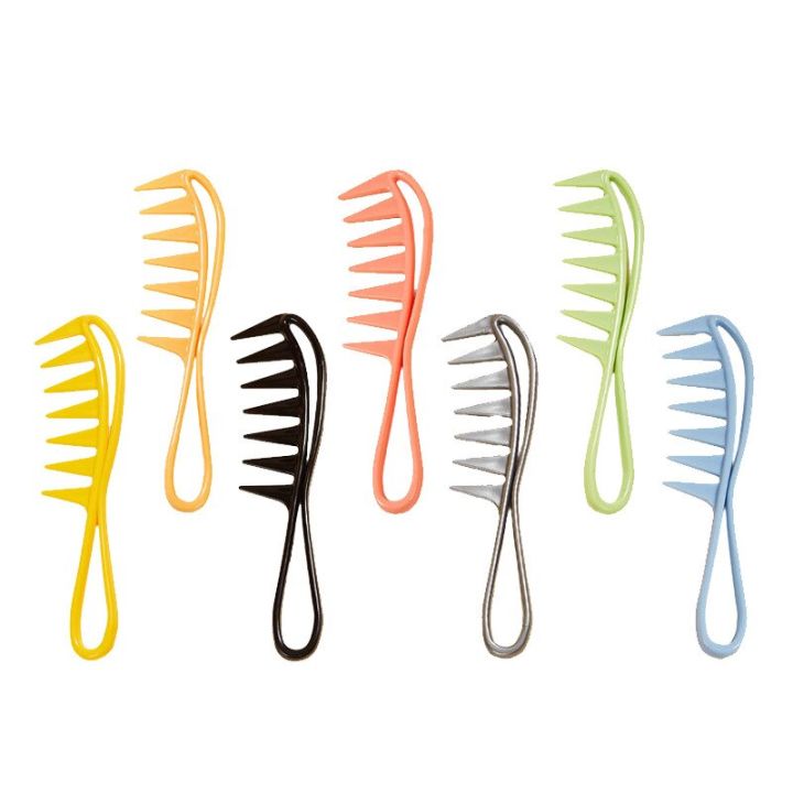 4 Color Comb Wide Tooth Comb Men's Retro Shape Texture Combing Hollow ...