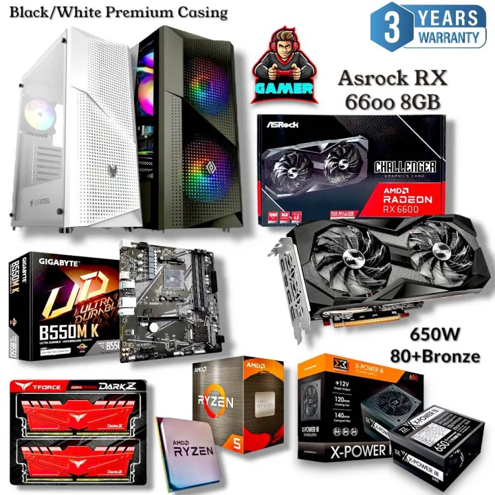 Best Gaming PC Full Setup With Ryzen 5 5500, Asrock RX 6600 8GB ...