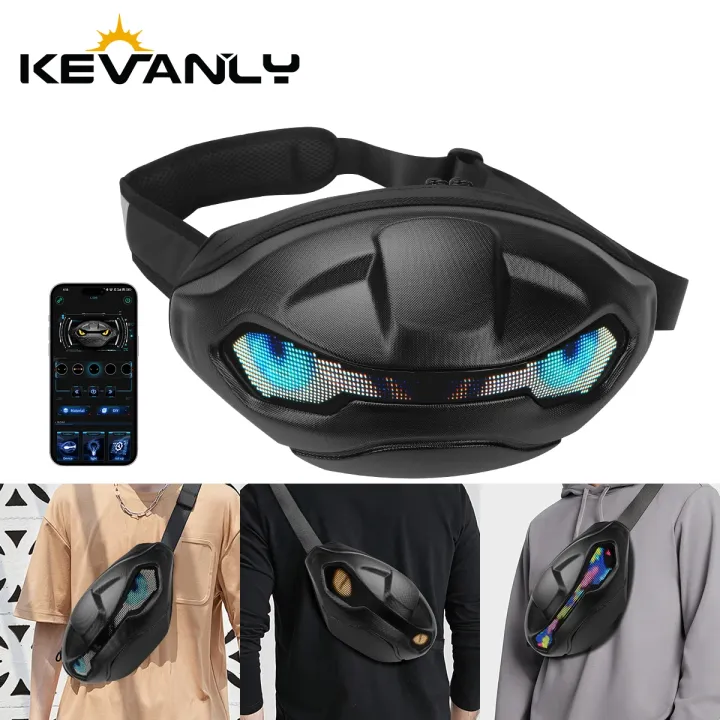 Cool Toothless style Satchel LED Screen Display APP Control Riding Drop ...