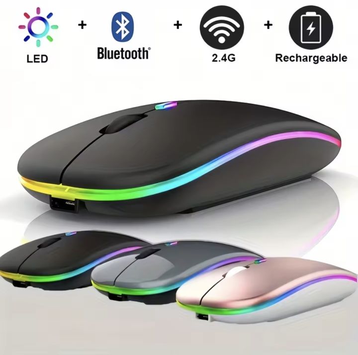 2.4G Wireless Bluetooth-compatible LED Mice USB Ergonomic Gaming Mouse ...