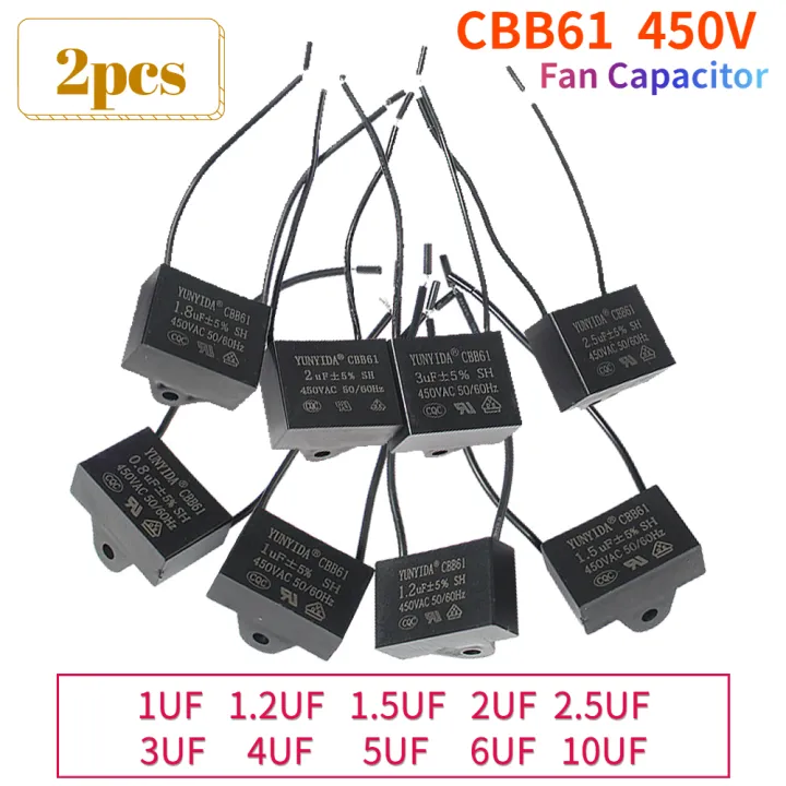 CBB61 Fan Capacitor 450V 1UF 1.2UF 1.5UF 2UF 2.5UF 3UF 4UF 5UF 6UF10UF ...