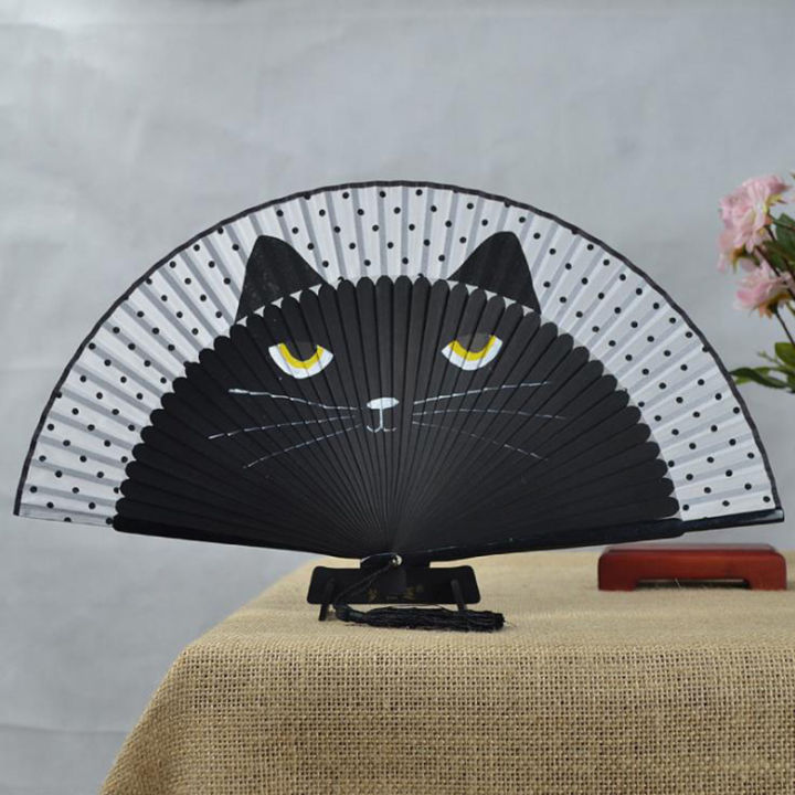 Cat Chinese Cartoon Silk Fashionable Japan style Hand Fans Popular ...