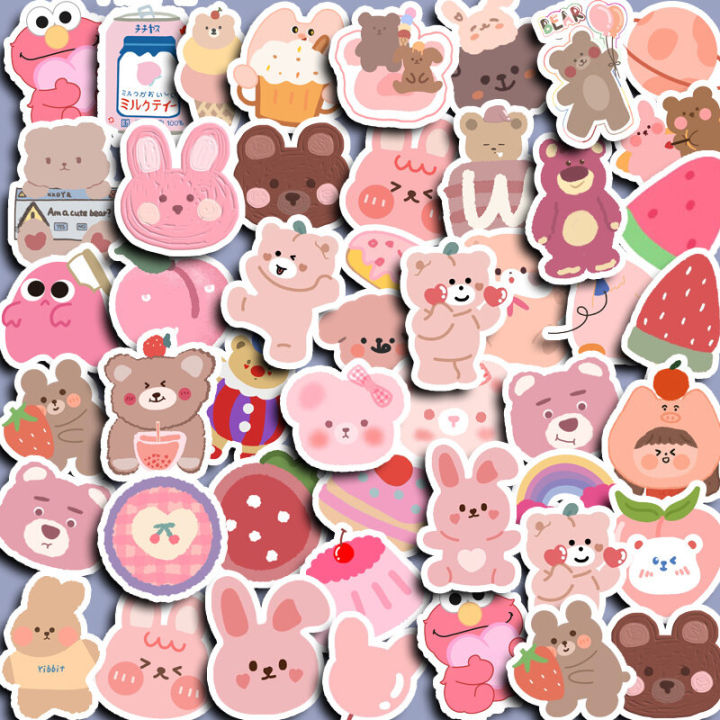100pcs Cute Peach Flavored Bear Animals Materials Sticker Kids Diy Tool ...