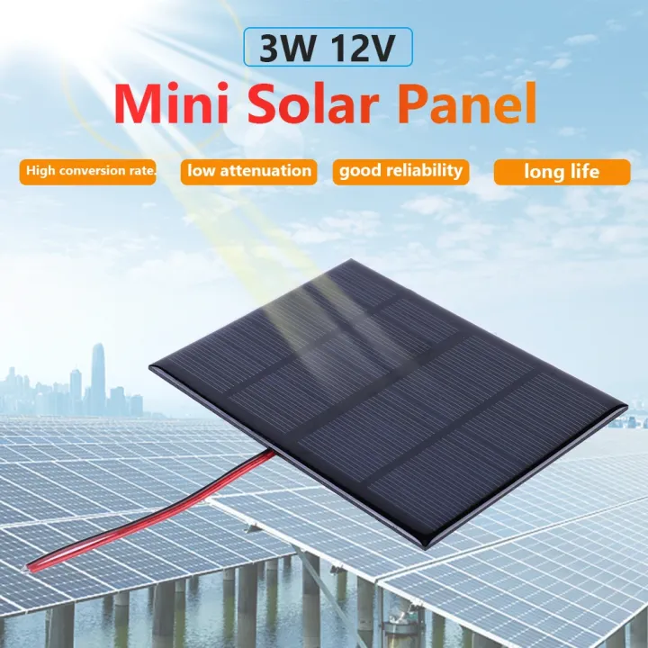 Mini Solar Panel 3W 12V Small Cell Module Polysilicon Board Portable ...