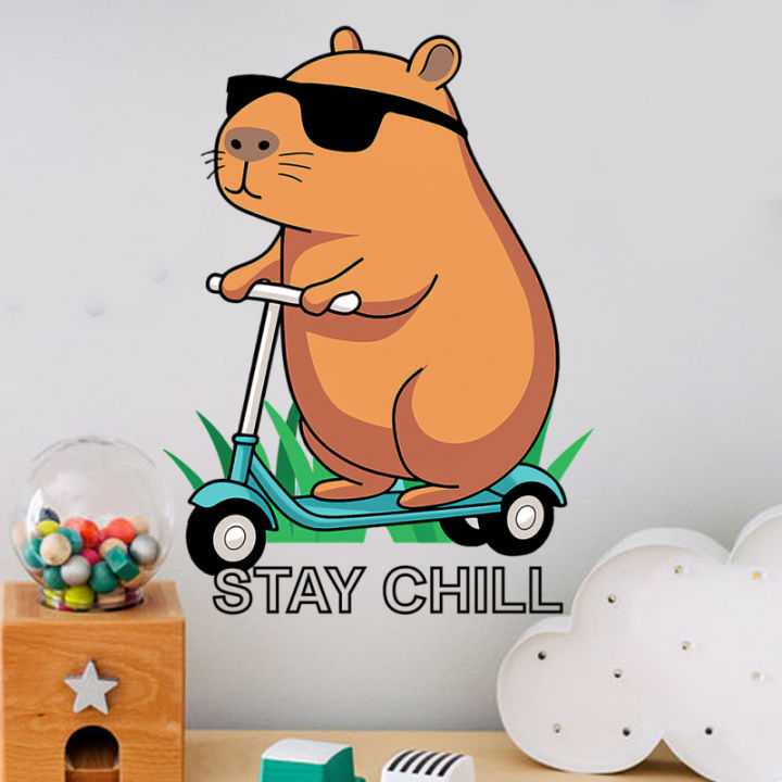 1ZhangSTAY CHILLKapibara Wall Sticker，Fun Capybara Stickers Home ...