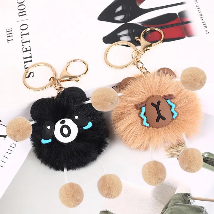 Capibala Plush Ball Keychain Cute Ear Hair Ball Backpack Pendant Kawaii ...
