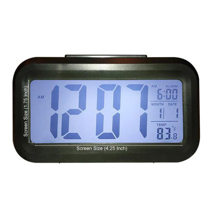 LCD Clock Night Mode Auto Sensor Light Alarm Temperature and Date ...