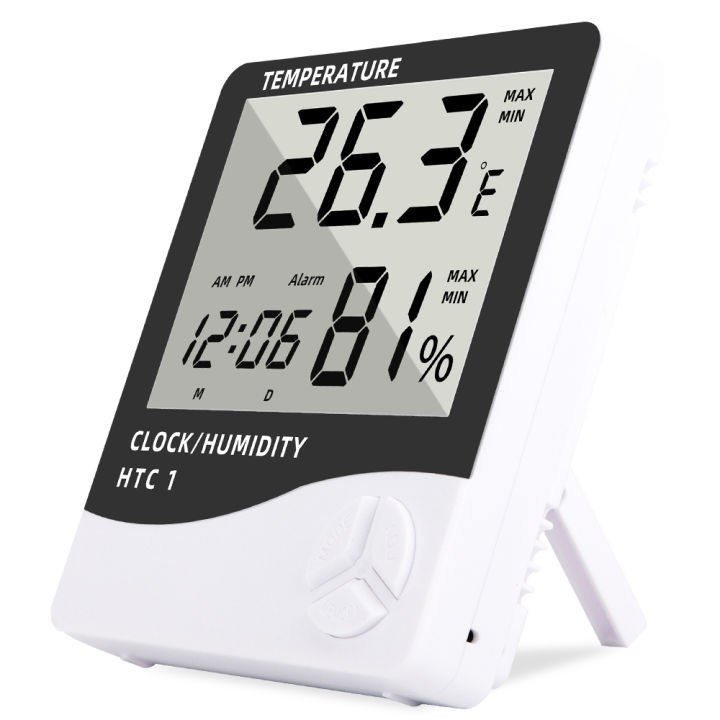 HTC-1 Thermometer Alarm Clock LCD Electronic Temperature Humidity Meter ...
