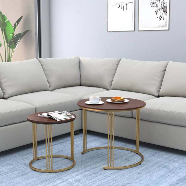 Round Coffee Table Set Marble Sheet Top & With Luxury Legs , Side ...