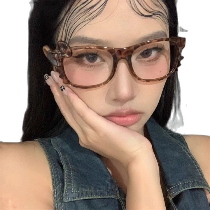 Cat Ear Leopard Bow Glasses Frame No Lenses Cosplay Vintage Kitten ...