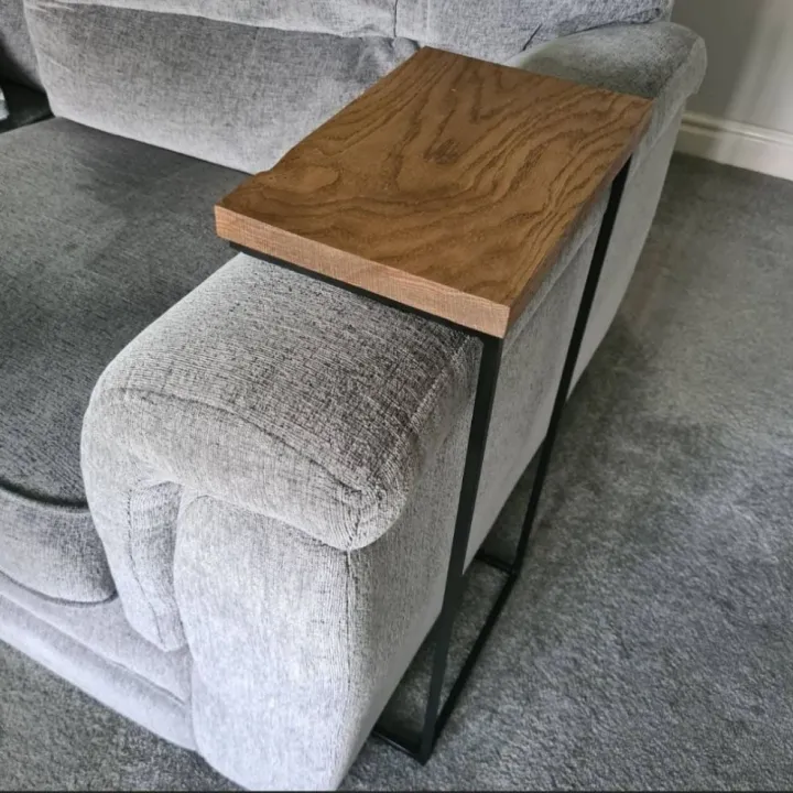 Wood and Metal Sofa Arm Side Table – Perfect Drink Holder for Cozy ...