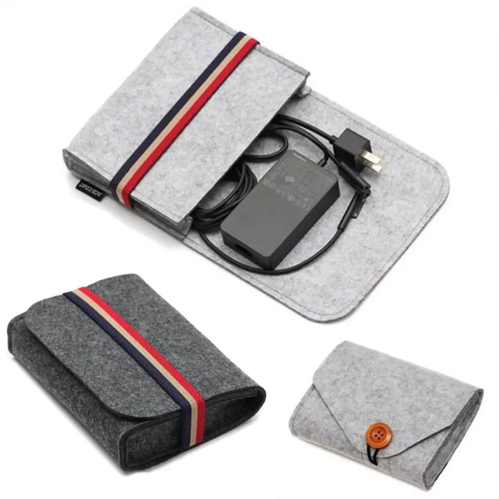 USB Data Cable Mouse Pouch Mini Felt Travel Multifunction Organizer Bag ...