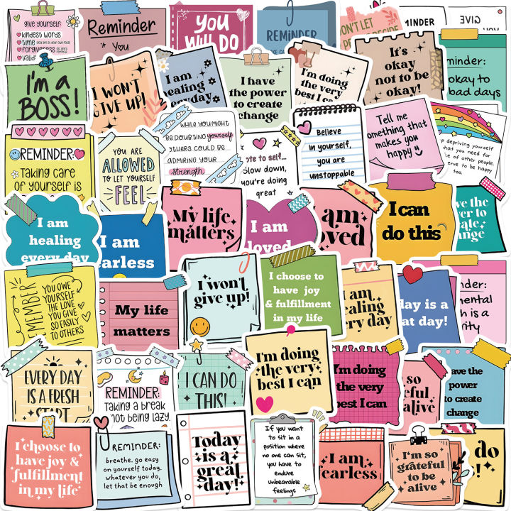 50Pcs Inspirational Words Stickers Pack,Motivational Quote Stickers for ...