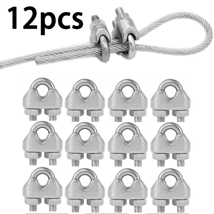12Pcs U Type M3 Cable Clamps 3mm Wire Rope Fixing Clip Stainless Steel ...