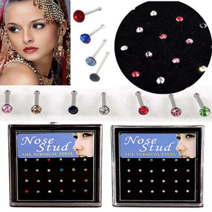 36pcs Crystal Nose Ring & Studs Fashion Body Women Girl Jewelry ...
