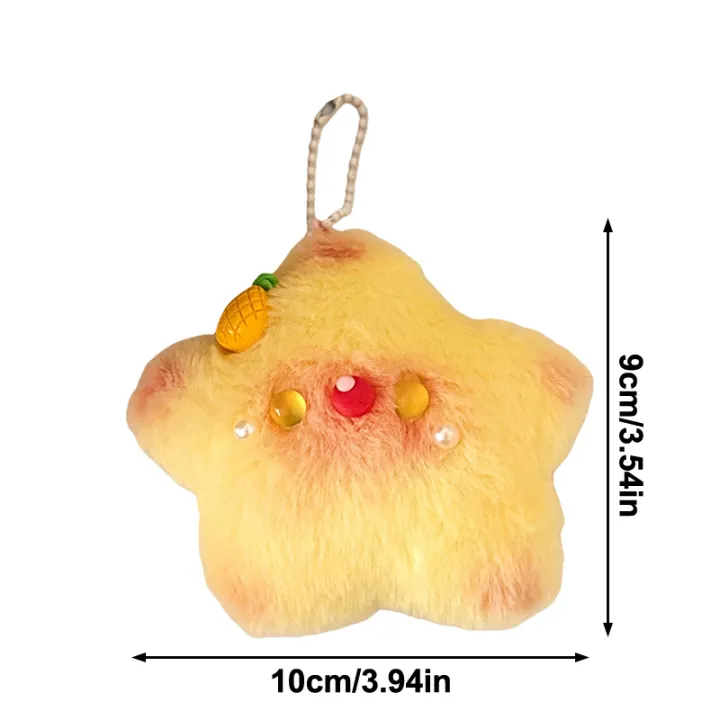 Cute Blushing Star Plush Toy Keychain Squeaky Backpack Charm Plushie ...