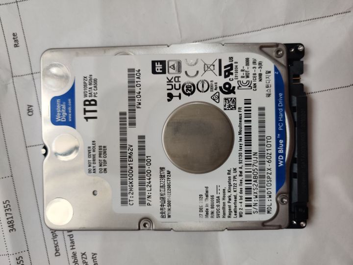 Western Digital 1TB, WD Blue Laptop SATA Hard Disk Drive 2.5" WD10SPZX | Daraz.pk