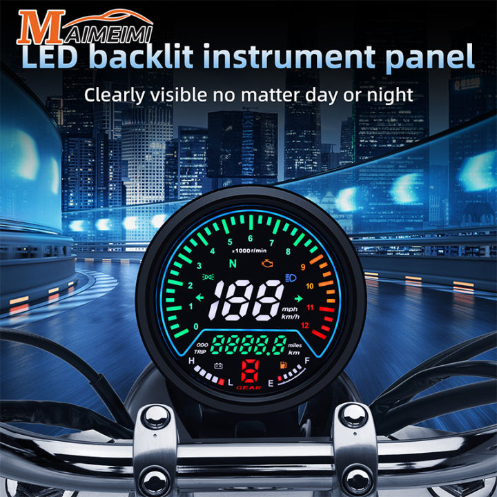 12V Motorcycle Speedometer Instruments Odometer Tachometer Meter Fuel ...
