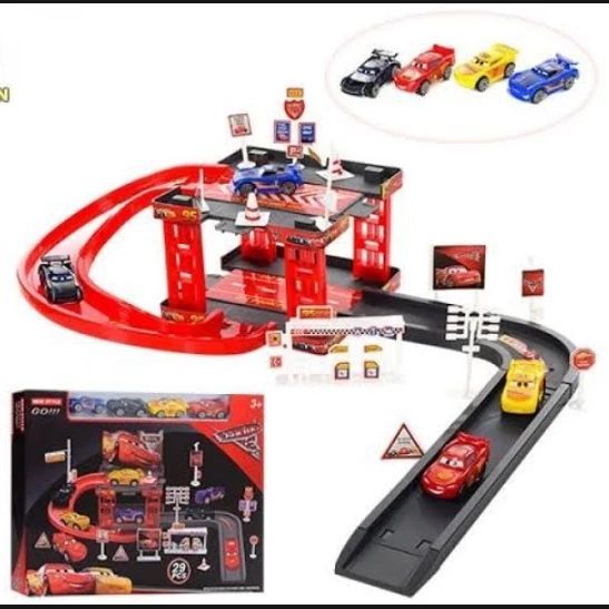 Lightning McQueen Racing Track Parking Garage and Cars Toy for Kids, 29 ...