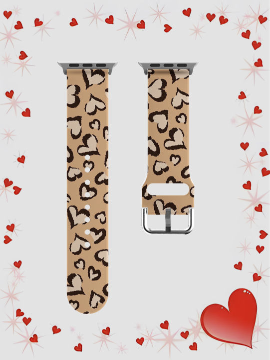 Heart Shaped Leopard Print For Apple Watch Band 45mm 44mm 40mm 41 42 ...