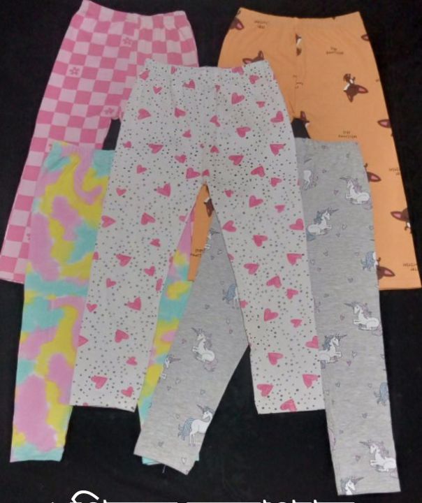 Multicolor Girls Leggings 5 Pcs Combo Pack - Available Size in 1 to 10 ...