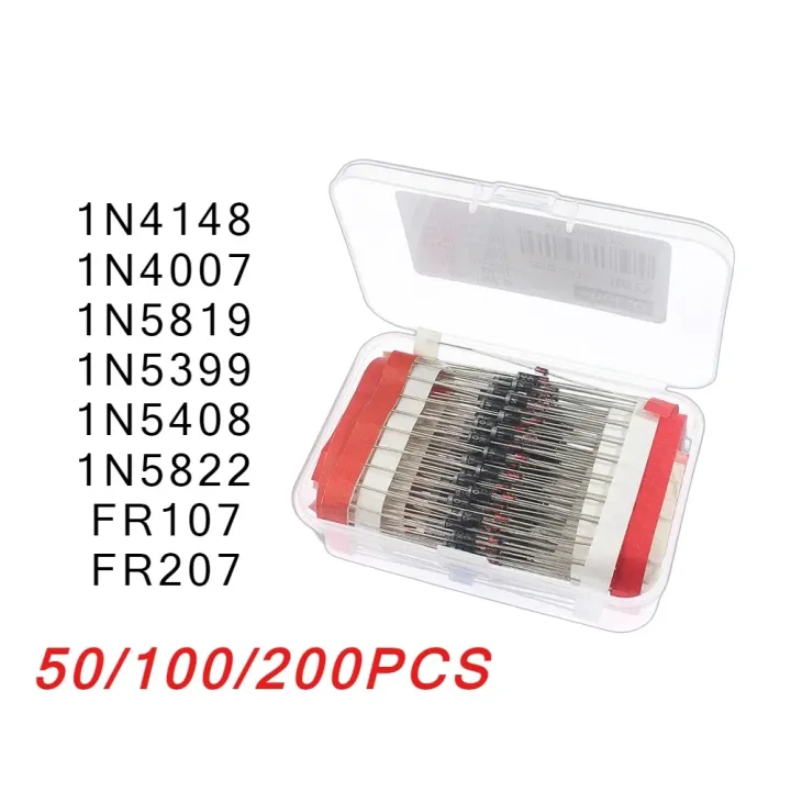 50/100/200pcs Rectifier Diode Schottky Diodes Kit 1N4007 1N4148 1N5819 ...