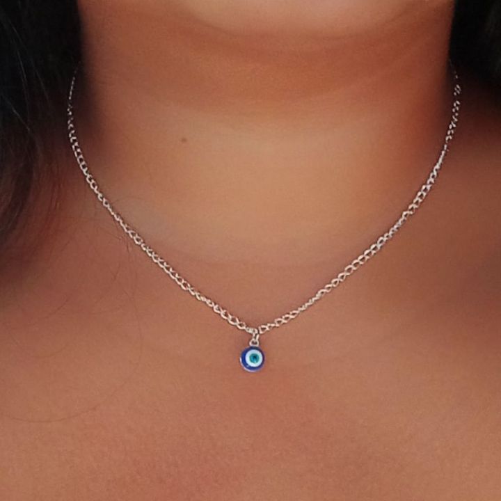 Evil Eye Necklace/ Silver Chain/ 8Mm Evil Eye | Daraz.com.np