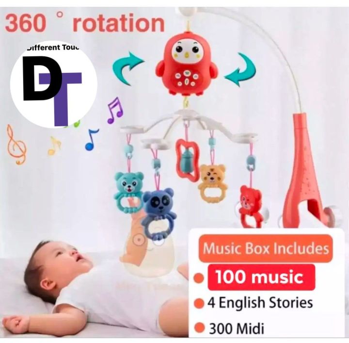 Baby Musical Cot Rotatable Hanging Crib Rattlebed Bell With Soft Night ...