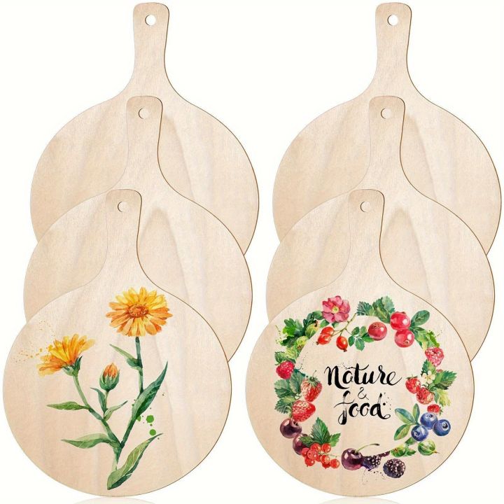 6Pcs Wooden Cutting Board Craft with Handle Wooden Chopping Board ...